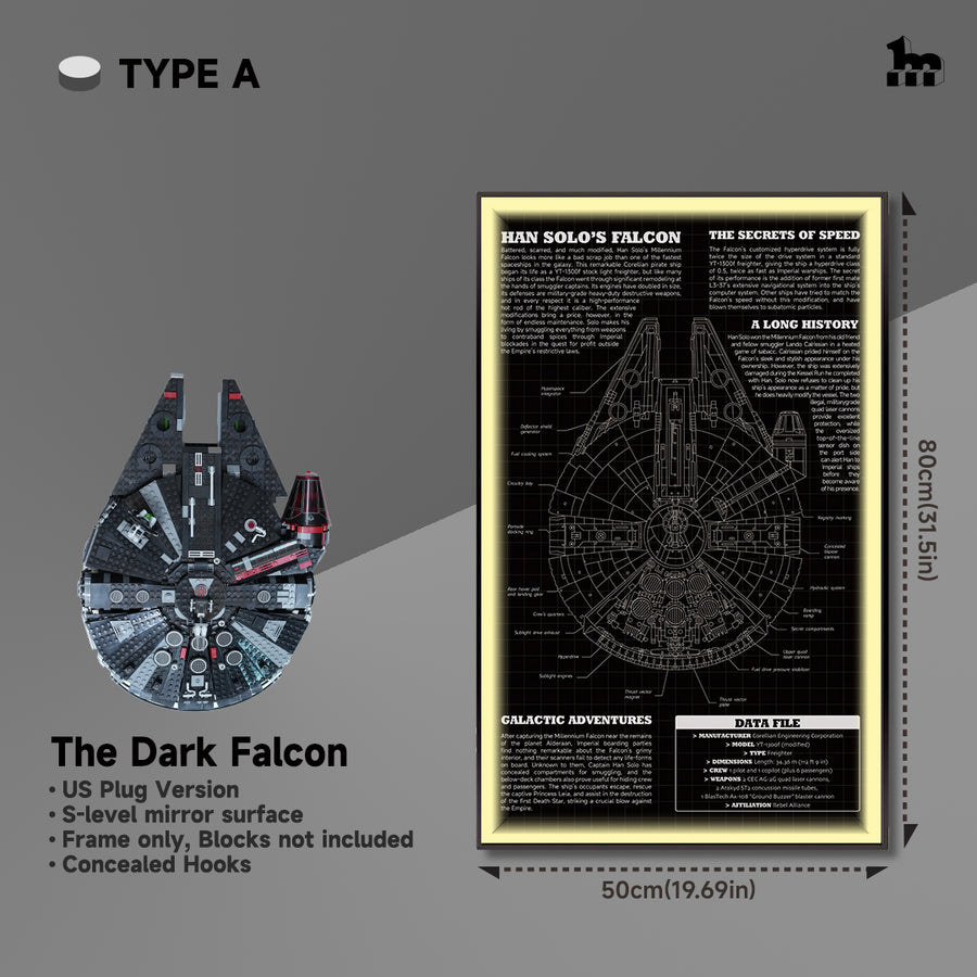 Display frame for LEGO® STAR WARS™ Dark Millennium Falcon 75389