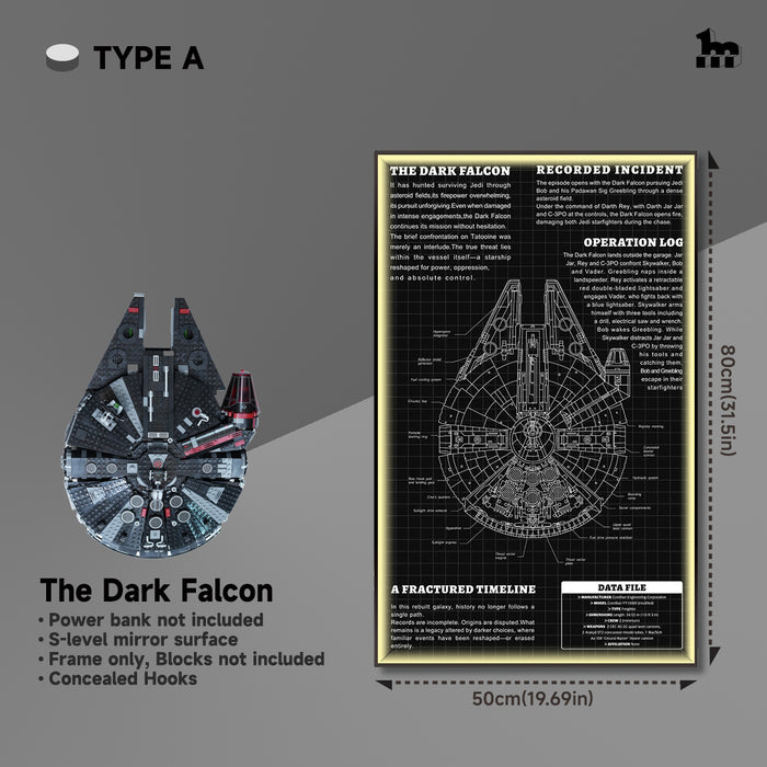 Display frame for LEGO® STAR WARS™ Dark Millennium Falcon 75389